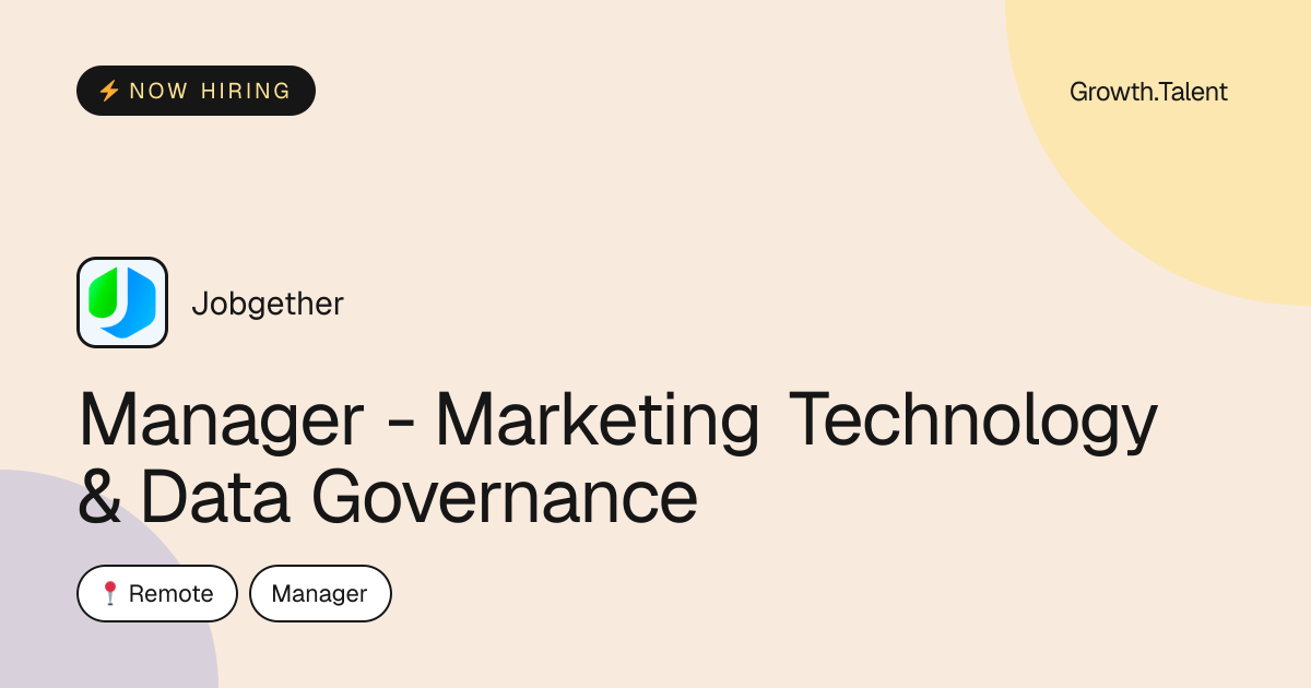 Manager - Marketing Technology & Data Governance at Jobgether