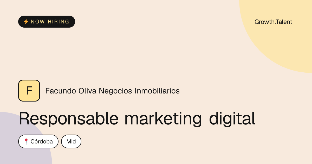 Responsable marketing digital at Facundo Oliva Negocios Inmobiliarios…