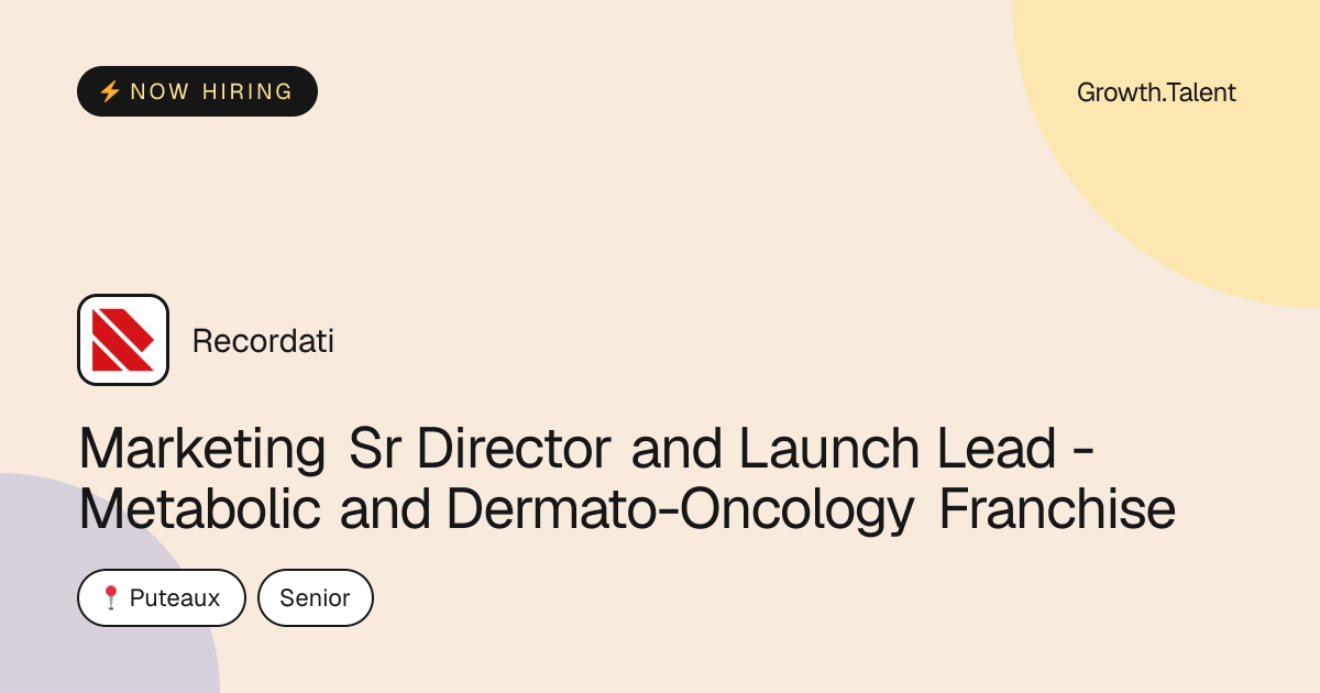 Marketing Sr Director and Launch Lead - Metabolic and…